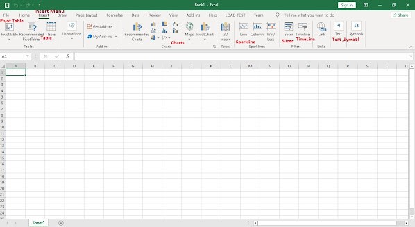 What is Insert Menu in Excel